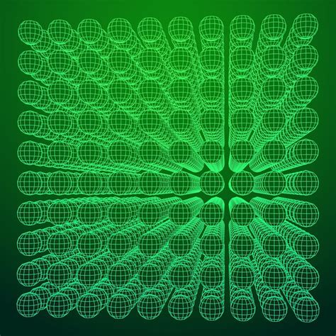 Premium Vector Wireframe Mesh Cube Make With Many Small Spheres Connection Structure Digital
