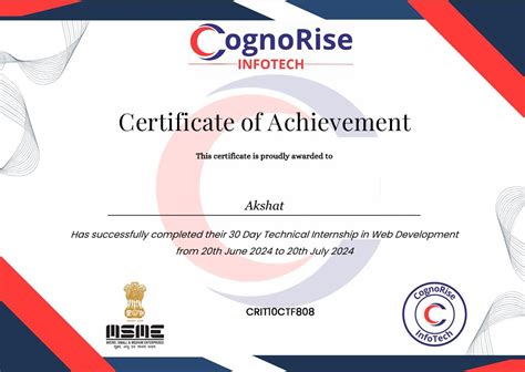 Akshat Arora On Linkedin Webdevelopment Internship Techjourney Cognoriseinfotech