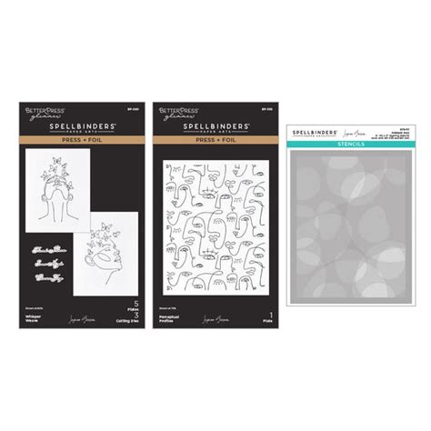 All My Senses Faces Press Foil Plates And Stencil Bundle By Jaycee G
