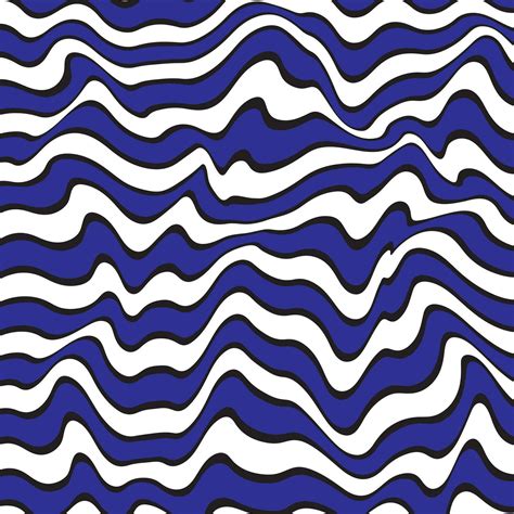 Modern Simple Abstract Seamlees Royal Blue Color And White Color Distort Wavy Zig Zag Line