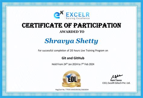 Successful Completion Of Git And Github Training Shravya Shetty Posted On The Topic Linkedin