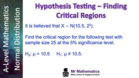 Hypothesis Testing And Finding Critical Regions With The Normal Distribution Mr