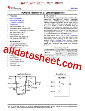 TMUX Datasheet PDF Texas Instruments