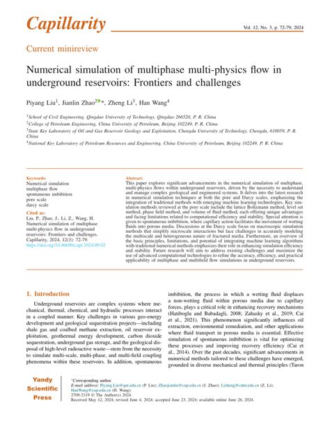 PDF Numerical Simulation Of Multiphase Multi Physics Flow In Underground Reservoirs Frontiers