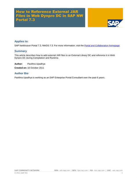 Pdf How To Reference External Jar Files In Web Dynpro Dc In Sap Nw