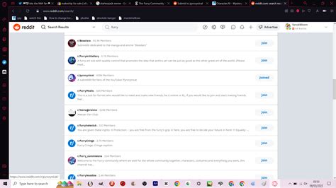 If You Scroll Far Enough After Typing In Furry Into Reddit You Will See Pyros Subreddit R