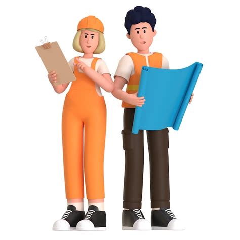 Premium Psd Team Builder Construction Worker Industry 3d