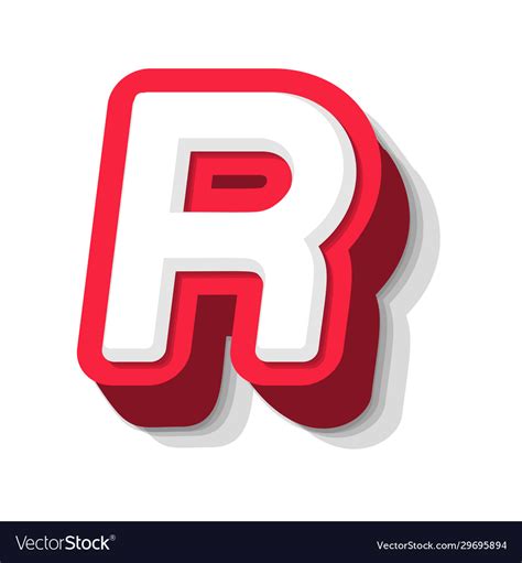 3d Bold Funny Letter R Heavy Type For Modern Vector Image