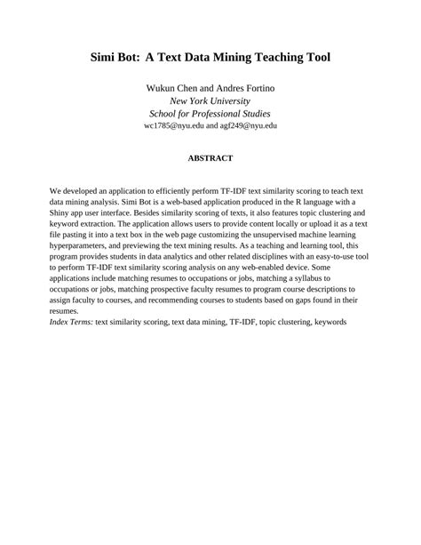 Pdf Simi Bot A Text Data Mining Teaching Tool