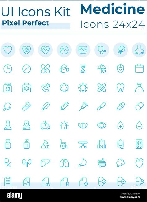 Medicine Related Pixel Perfect Gradient Linear Ui Icons Set Stock Vector Image And Art Alamy
