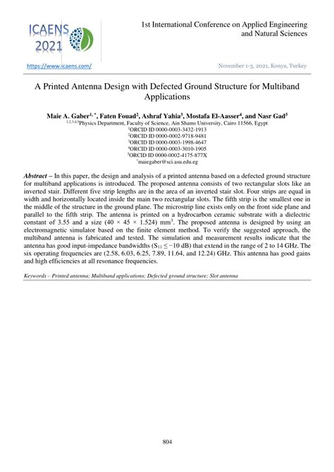 Pdf A Printed Antenna Design With Defected Ground Structure For