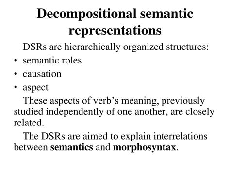 Ppt Verb Taxonomy And Decompositional Semantics Of Lexicon Powerpoint