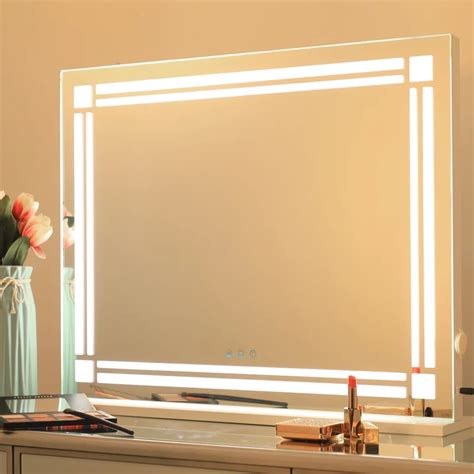 Tvishie Rectangle Led Mirror With Touch Sensor And Dimmable 3 Lights Integrated Accent Mirror