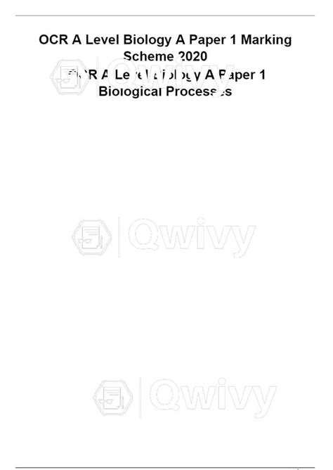 ocr a level biology a paper 1 marking scheme 2020 ocr a level biology a