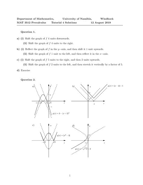 Tutorial Solutions Department Of Mathematics University Of Namibia Windhoek MAT