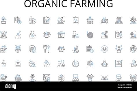 Organic Farming Line Icons Collection Innovation Robotics Nanotechnology Automation