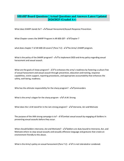 Sharp Board Questions Actual Questions And Answers Latest Updated 2024 2025 Graded A