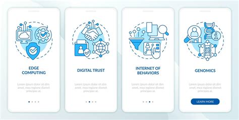 Information Technology Trends Blue Onboarding Mobile App Screen Walkthrough 4 Steps Editable
