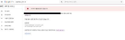 구글 API 사용시 에러 이 페이지를 볼 권한이 없습니다