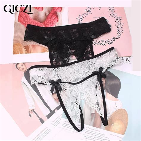 Giczi Crortchless Underwear Woman Sexy Panties Lace See Through Womens