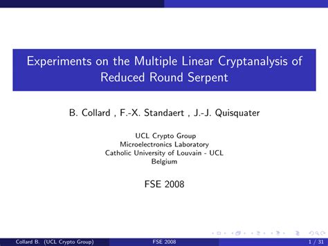 Pdf Experiments On The Multiple Linear Cryptanalysis Of Reduced Round