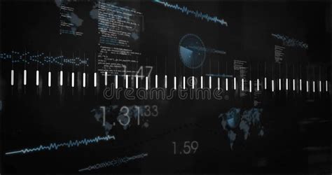 Displaying Central Bar Array Scrolling Across Dashboard With Code Panels And Numeric Readouts