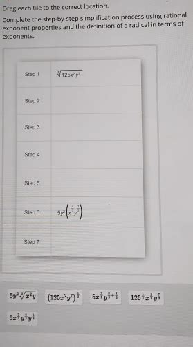 solved drag each tile to the correct location complete the step by