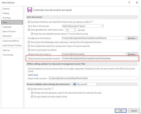 Unable To Define My Personal Templates Location Microsoft Community