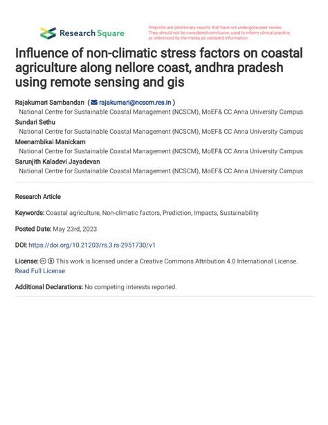 Pdf Influence Of Non Climatic Stress Factors On Coastal Agriculture