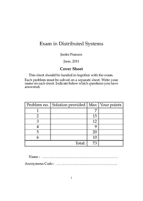 Sample Exam Distributed Systems 11 March Exam In Distributed Systems