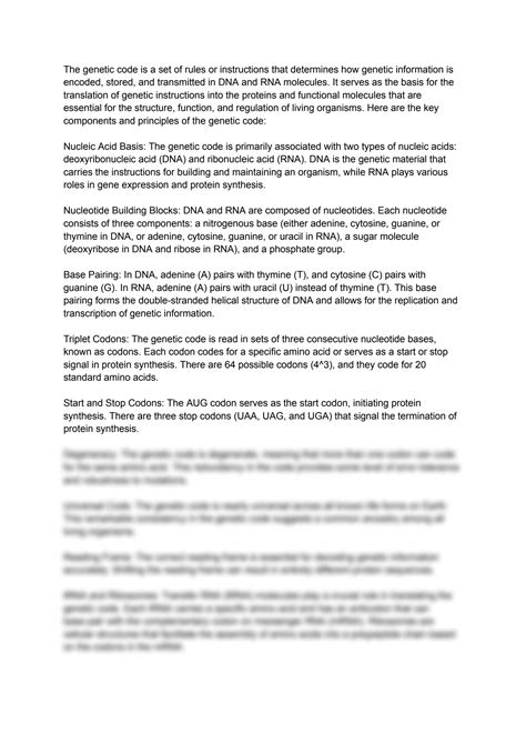 Solution What Is The Genetic Code Unraveling The Structure And Function Of Dna And Rna And How