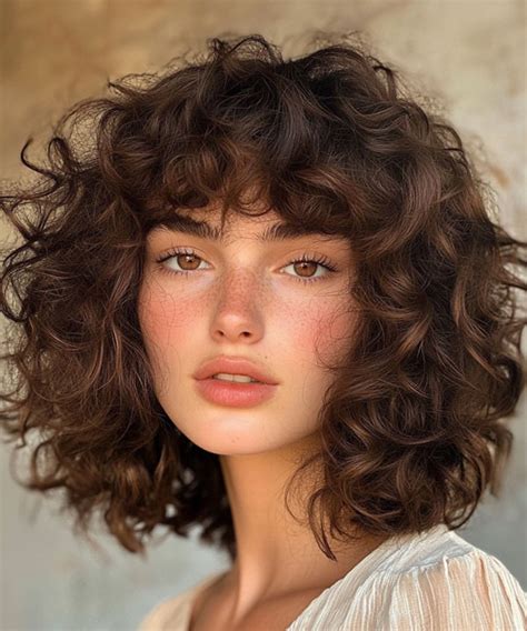 32 Medium Length Curly Hairstyles Romantic Curly Bob With Shaggy Layers