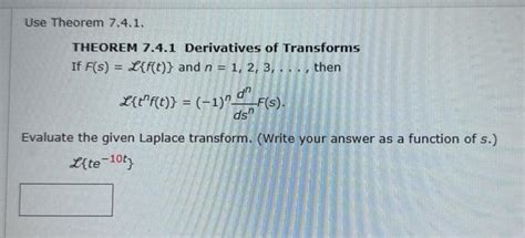 Solved THEOREM Derivatives Of Transforms If Chegg