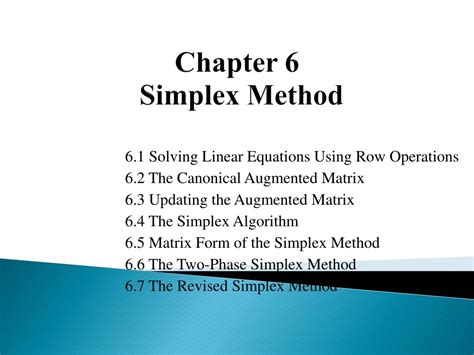 ppt chapter 6 simplex method powerpoint presentation free download