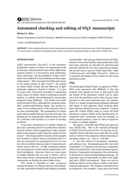 Pdf Automated Checking And Editing Of Latex Manuscripts