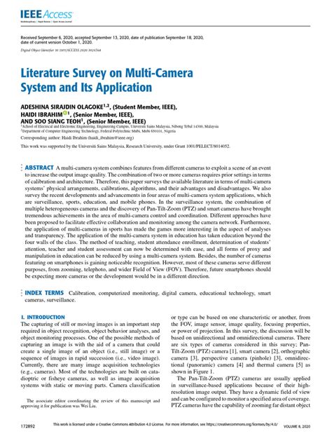 literature survey on multi camera system and its a pdf