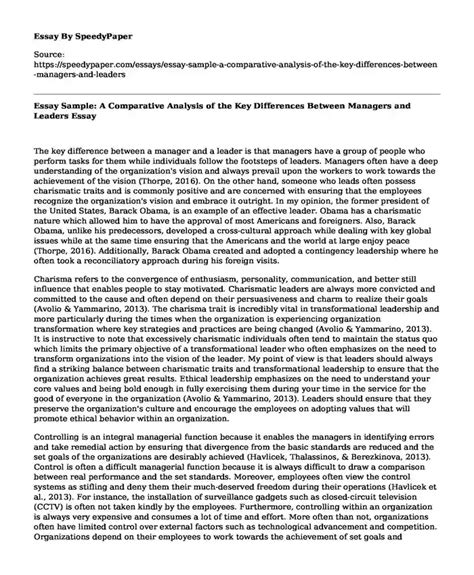 📗 Essay Sample A Comparative Analysis Of The Key Differences Between