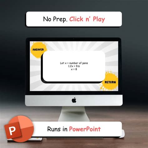 Equations Word Problems Splat Math Game No Prep Grade 7 Review