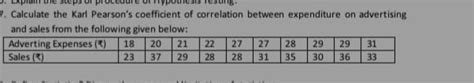 Calculate The Karl Pearsons Coefficient Of Correlation Between Expenditu