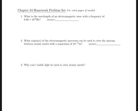 Solved Chapter 24 Homework Problem Set Use Extra Paper If