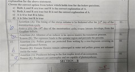Explanation For The Above Statement Choose The Correct Option From Below