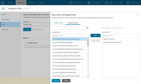 step 4 select files to restore veeam backup for salesforce user guide