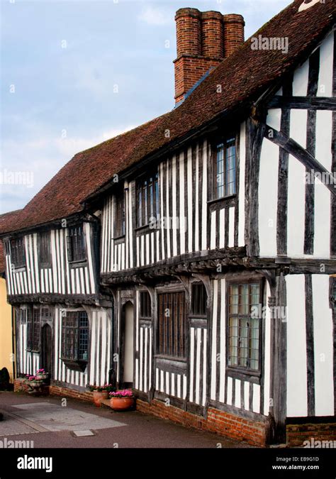 English Half Timbered Black And White Tudor Houses From Lavenham