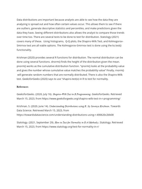 Shapiro Wilk Test In R Programming Pdf Computers