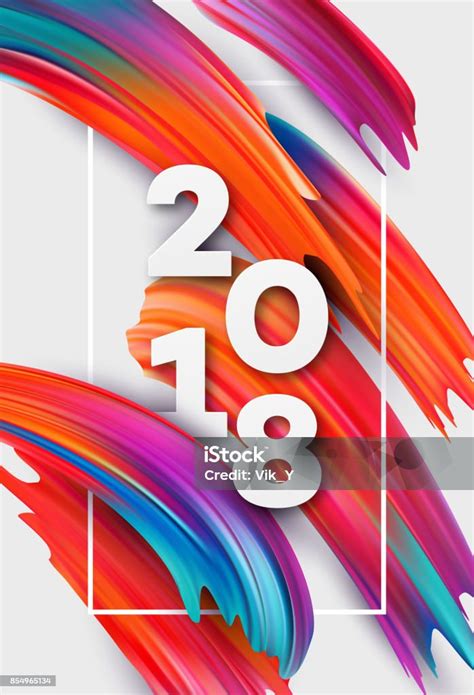 화려한 붓 기름 또는 아크릴 페인트 디자인 요소를 프레 젠 테이 션 전단지 전단지 엽서 및 포스터에 대 한 배경 2018 새 해 벡터 일러스트 레이 션 12월 31일에 대한