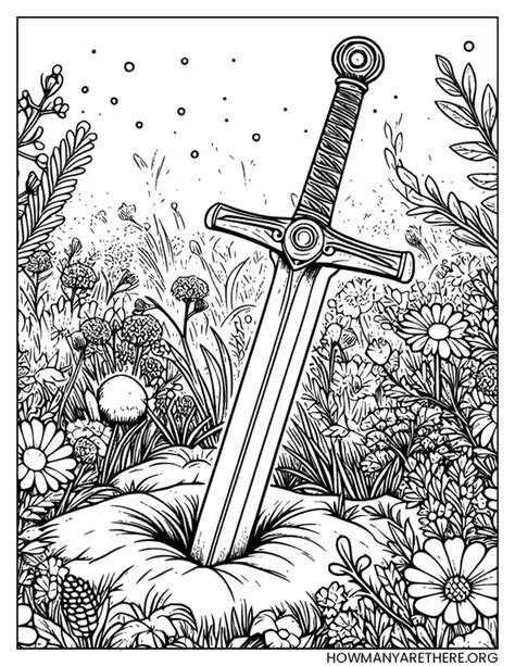 6 Безплатни за Печат Меч Картинки за Оцветяване Листове Рисунки и