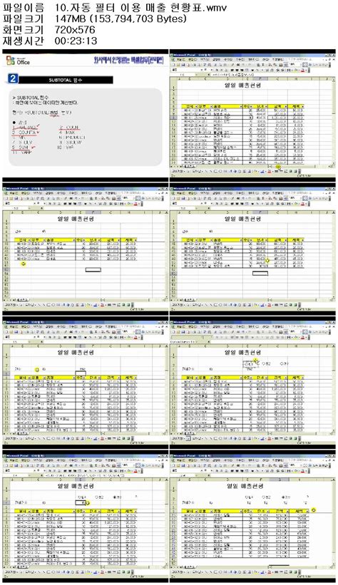 10자동 필터 이용 매출 현황표 토렌트