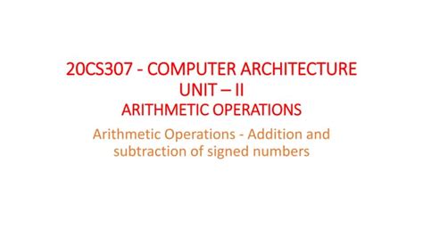 1 Arithmetic Operations Addition And Subtraction Of Signed Numberspptx