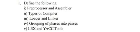 Solved 1 Define The Following I Preprocessor And Assembler