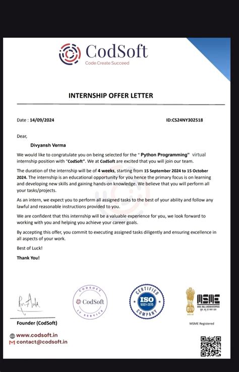 Codsoft Divyansh Verma